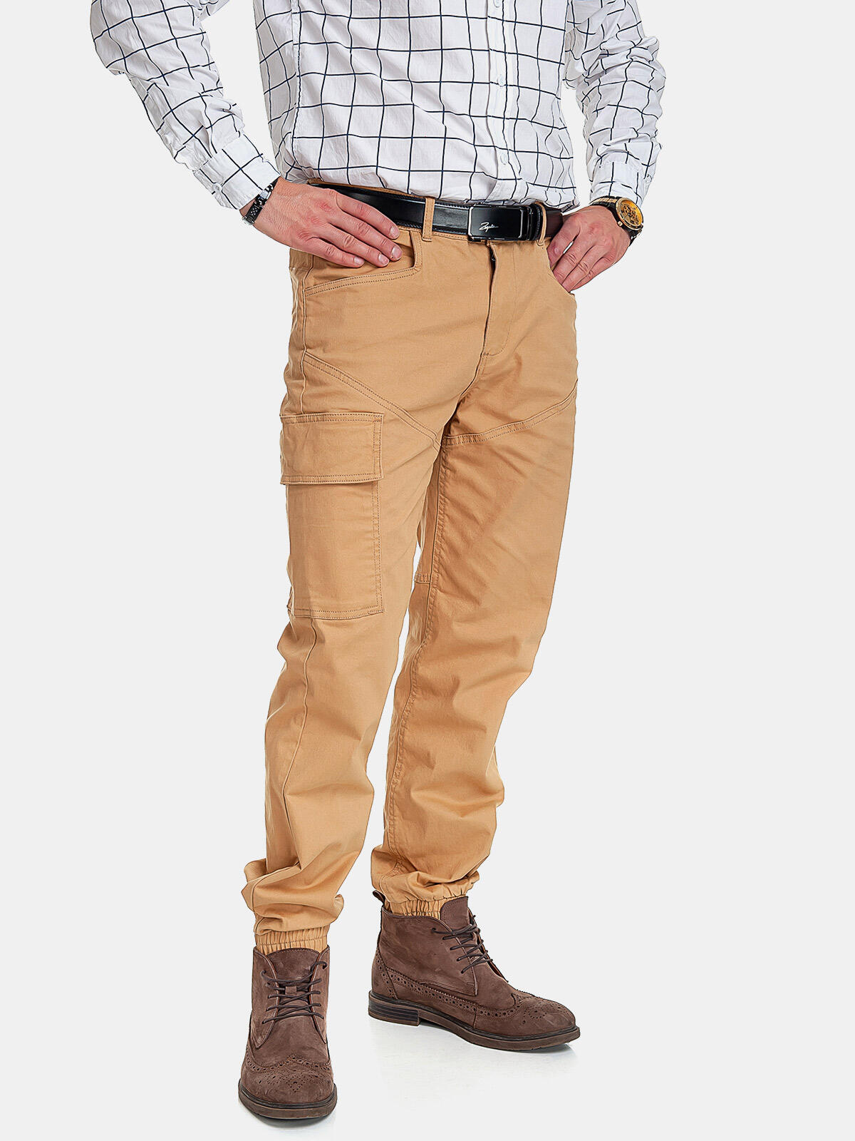 Spodnie jogger cargo Rzymskie M Kolor miodowy | szachownica.com.pl